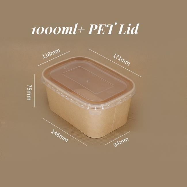 Fast Food Containers Custom Printed 1000ml Kraft Lunch Box Takeaway Food Containers