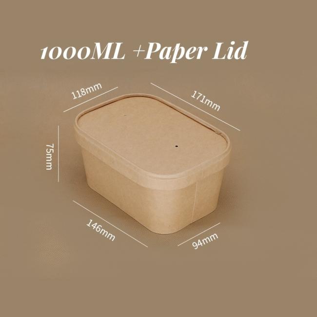 Fast Food Containers Custom Printed 1000ml Kraft Lunch Box Takeaway Food Containers