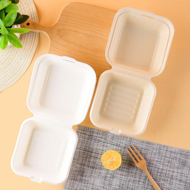 Disposable Paper Box Biodegradable Sugarcane Bagasse Burger Box