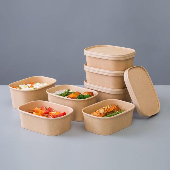 Disposable Burger French Fries Various Takeaway Salad Bowl Kraft Paper Box with Paper Lid