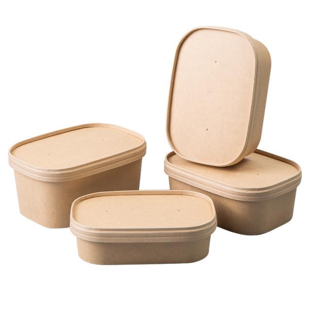 Disposable Burger French Fries Various Takeaway Salad Bowl Kraft Paper Box with Paper Lid