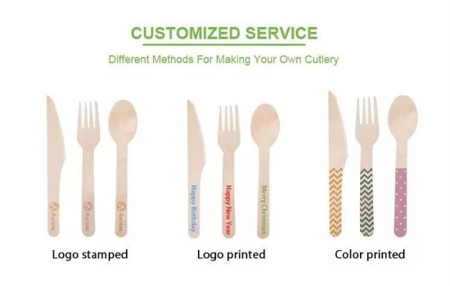 Customized Logo Printing and Size Environmental Protect Disposable Wooden Knife Fork and Spoon Wooden Cutlery