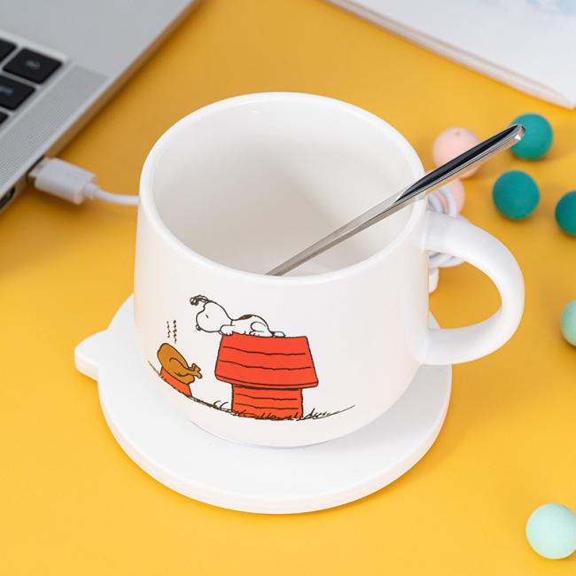 Circular Ceramic Constant Temperature Cup Office 55 Degree Intelligent Cartoon Warm Cup