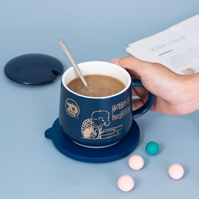 Circular Ceramic Constant Temperature Cup Office 55 Degree Intelligent Cartoon Warm Cup