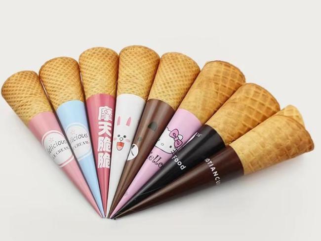 Custom Printing Eco-Friendly Ice Cream Cone Paper Sleeves Ice Cream Cone Paper Wrapping Paper