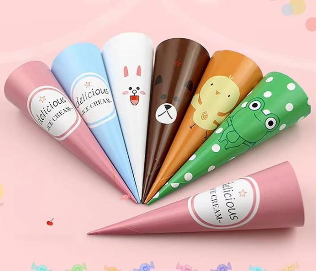 Customize Ice Cream Paper Cup Sleeve Colourful Packaging Aluminized Paper Ice Cream Cone Paper
