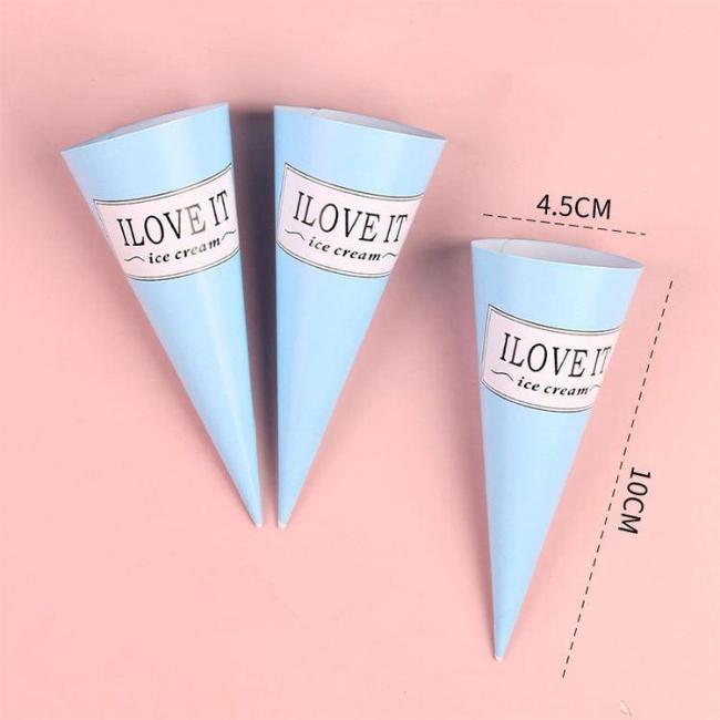 Customize Ice Cream Paper Cup Sleeve Colourful Packaging Aluminized Paper Ice Cream Cone Paper