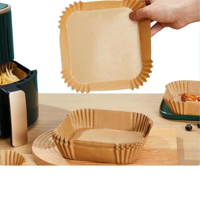 Custom Silicone Coated Air Fryer Paper Non Stick Parchment Baking Paper for Air Fryer Liners/ Square