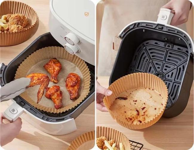 Food Grade High Temperature Resistant Disposable Parchment Paper Air Fryer Liner 100PCS Non-Stick Baking Paper Manufacturer