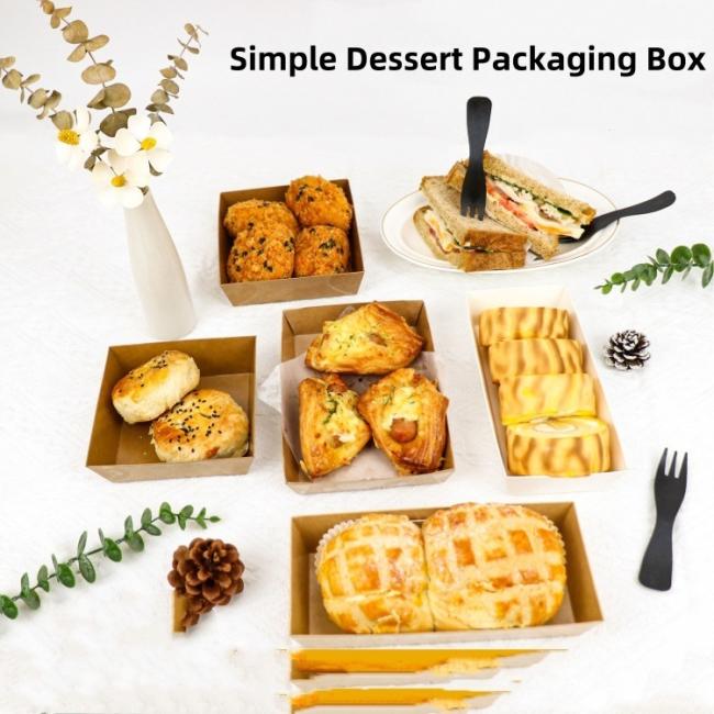 Kraft Paper Hamburger Box Disposable Takeout Package Cheese Pulled Hot Dog Stick Packaging Box
