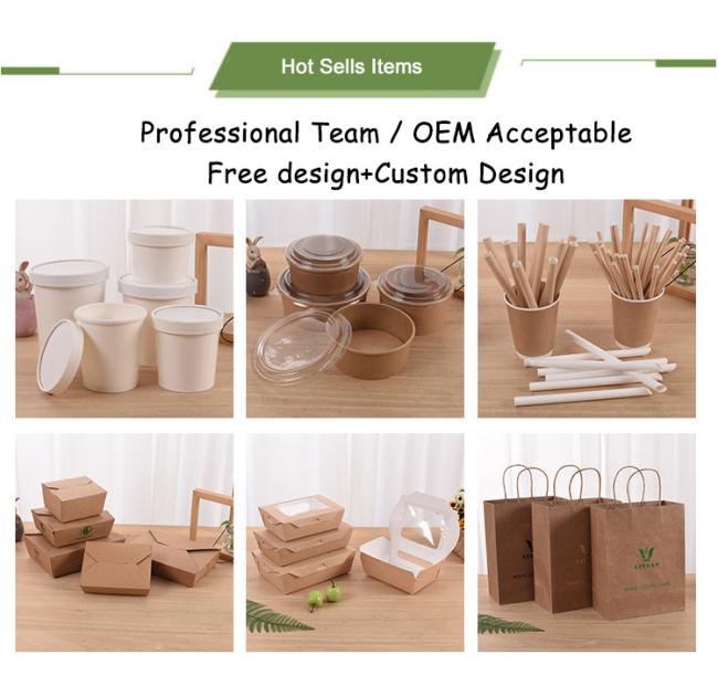 Custom Disposable Kraft Food Paper Bowl Lunch Salad Bowl with Logo