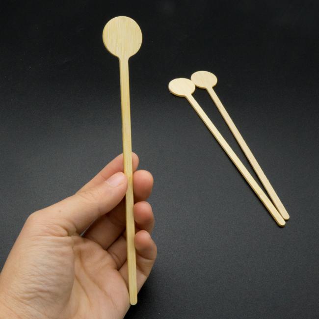 Eco Friendly Disposable Bamboo Round Head Custom Size and Logo Coffee Stir Stirrer for Restaurant Family Party
