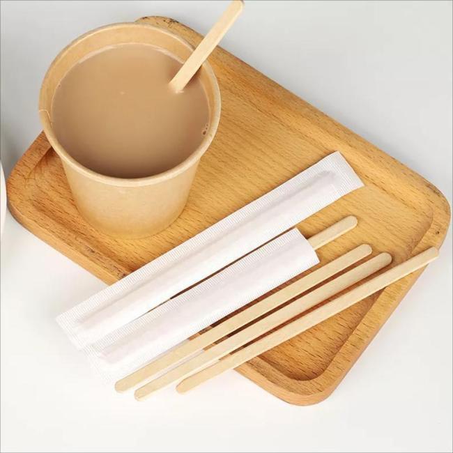 Eco Friendly Disposable Various Size Custum Flat Wooden Coffee Stirrers Cocktail Stirrers