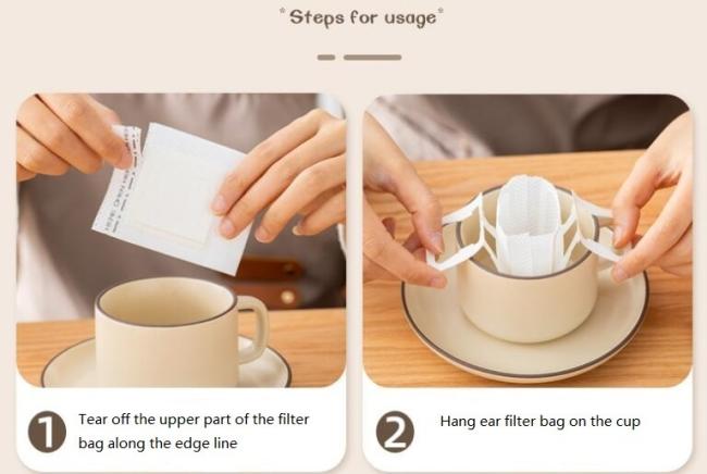 Creative Design Portable Hanging Ear Coffee Filter Paper Filter Paper Bag, Disposable Coffee Powder Filter Bag