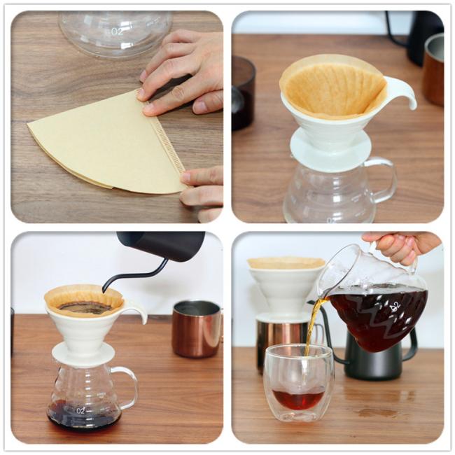 Portable Drip Coffee Powder Paper Filters Sector Shape coffee Cup