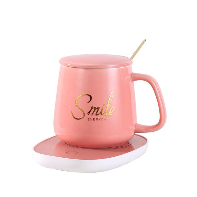 Cup Warmer Heater Mug Heating Coaster Smart Thermostatic Hot Plate Milk Tea Water Heating Pad with Aromatherapy Lamp for Home