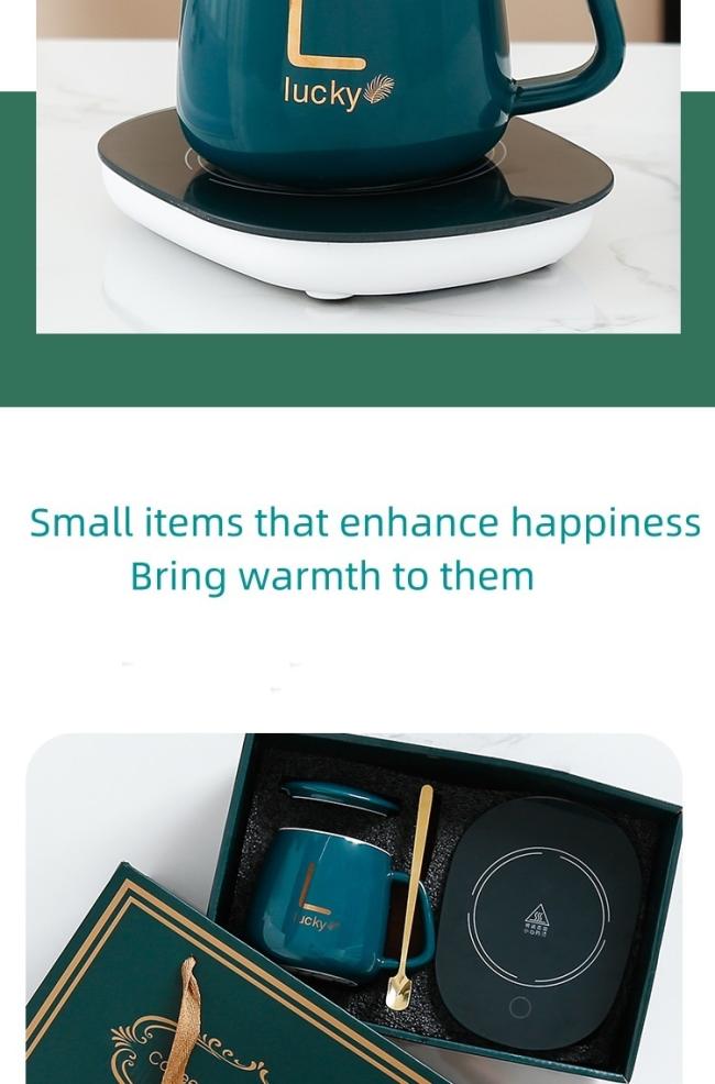 Cup Warmer Heater Mug Heating Coaster Smart Thermostatic Hot Plate Milk Tea Water Heating Pad with Aromatherapy Lamp for Home