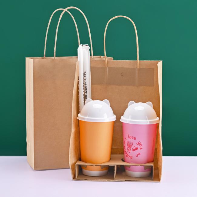 Coffee Drikraft Paper Bag, Takeaway Food, Roasted Coffee Packaging Bag, Cartoon Simple Thickened Gift Bag, Clothing Store Handbagnk Takeaway Tote Bag