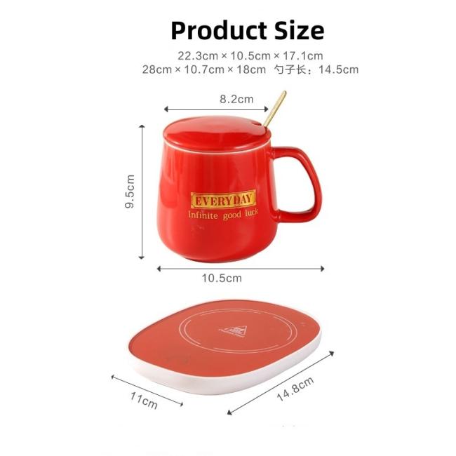 OEM USB Portable Electric Ceramic Constant Temperature Vacuum Flask Mug 55 Degree Thermostat Cup Warm Cup with Heating Coaster