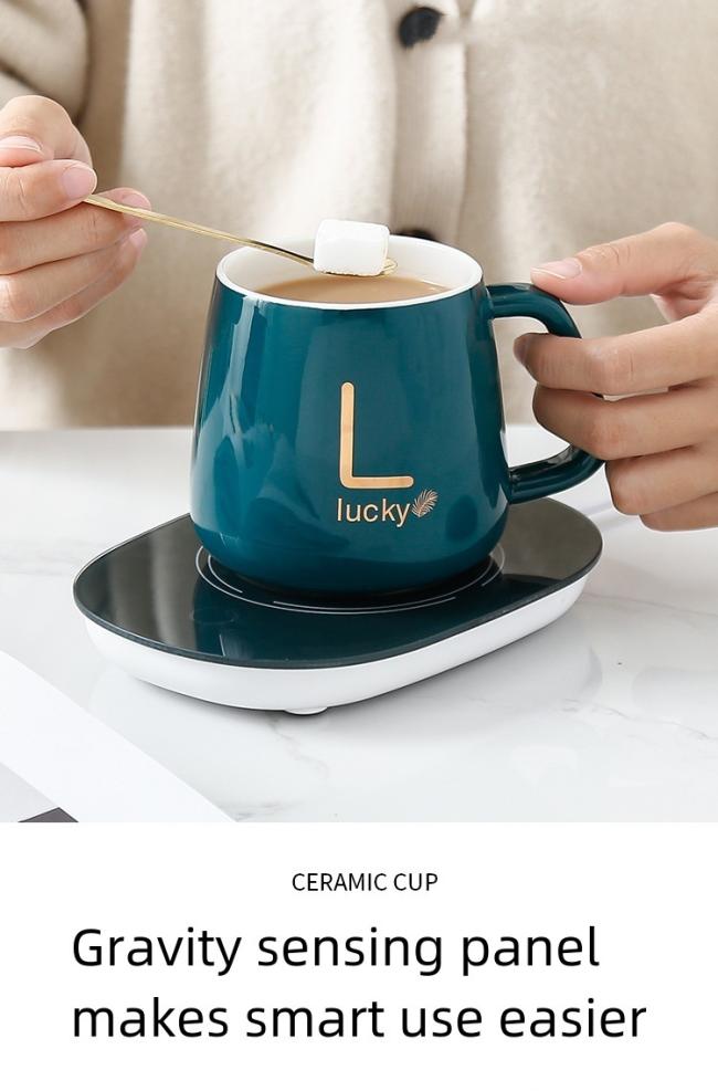 Business Office Home Gift Set Smart Mug Electric Heating Cup USB Heating Coaster Thermostatic Ceramic Coffee Mug Warmer Cup