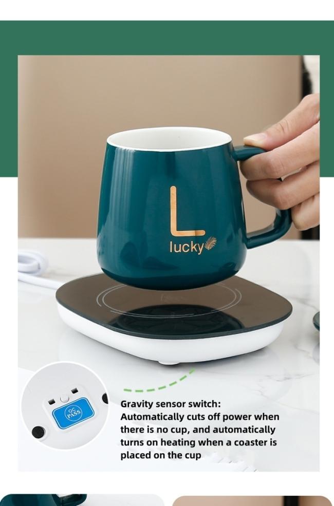 Business Office Home Gift Set Smart Mug Electric Heating Cup USB Heating Coaster Thermostatic Ceramic Coffee Mug Warmer Cup