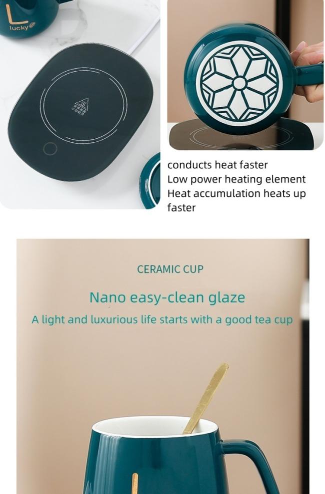 Business Office Home Gift Set Smart Mug Electric Heating Cup USB Heating Coaster Thermostatic Ceramic Coffee Mug Warmer Cup