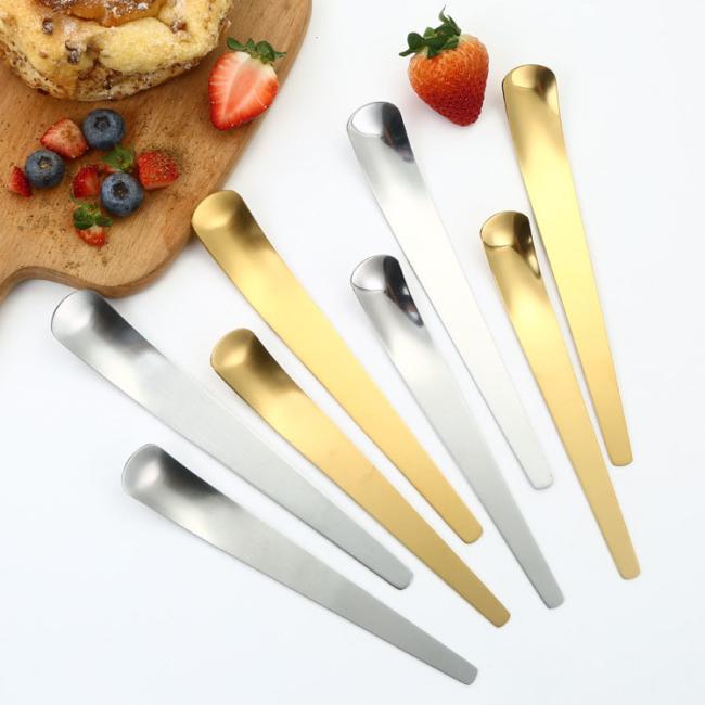 Dessert Square Spoon High Quality Metal 304 Stainless Steel Ice Cream Scoop Slender Spoon Light Luxury Coffee Tea Spoon