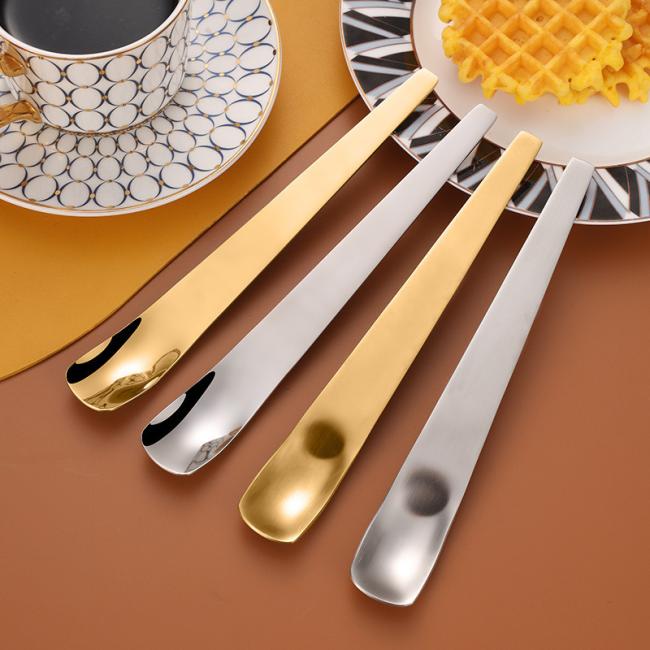 Dessert Square Spoon High Quality Metal 304 Stainless Steel Ice Cream Scoop Slender Spoon Light Luxury Coffee Tea Spoon