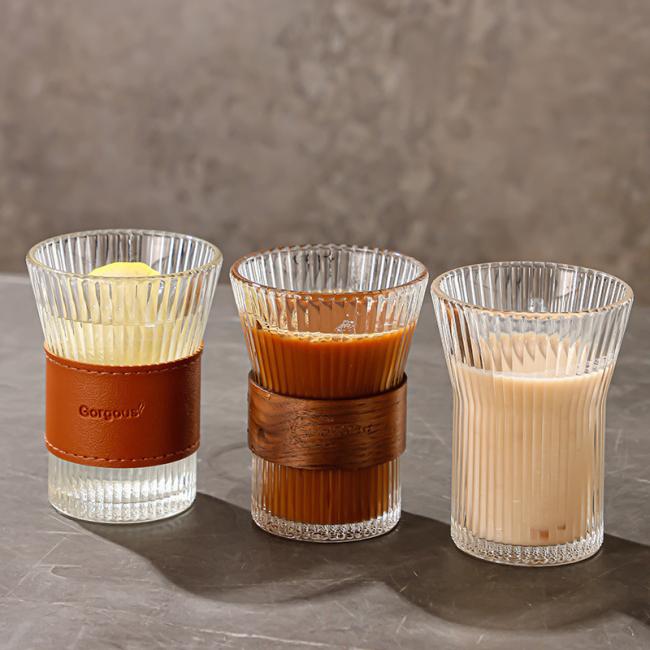 Vertical Grain Glass Girl Coffee Cup Organ Bundle Waist with Hand Gift Water Cup Advertising Gift Cup Wholesale