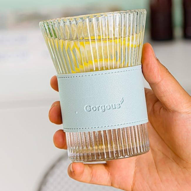 Vertical Grain Glass Girl Coffee Cup Organ Bundle Waist with Hand Gift Water Cup Advertising Gift Cup Wholesale