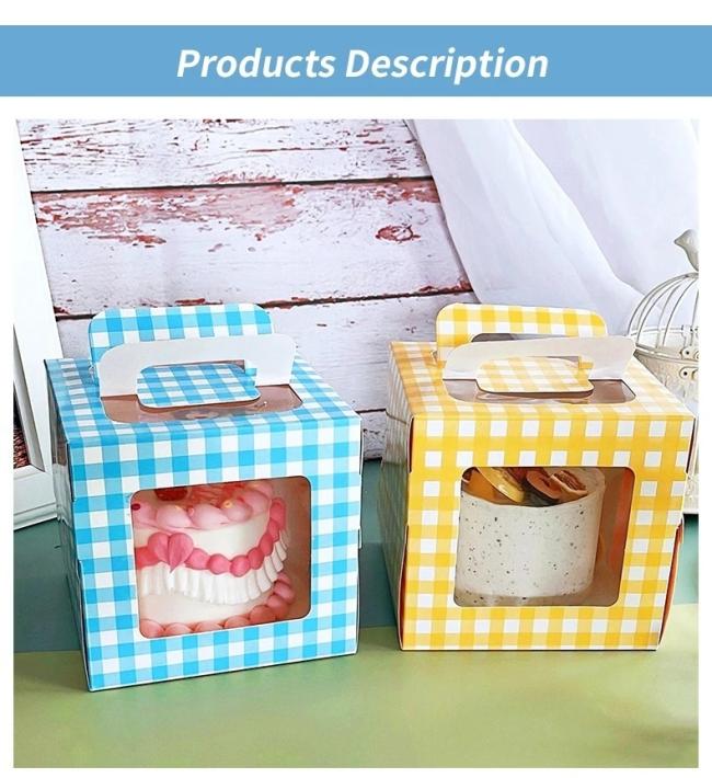 Paper Cupcake Box with Display Window and Plugin Customizable Size Bread Cake Box