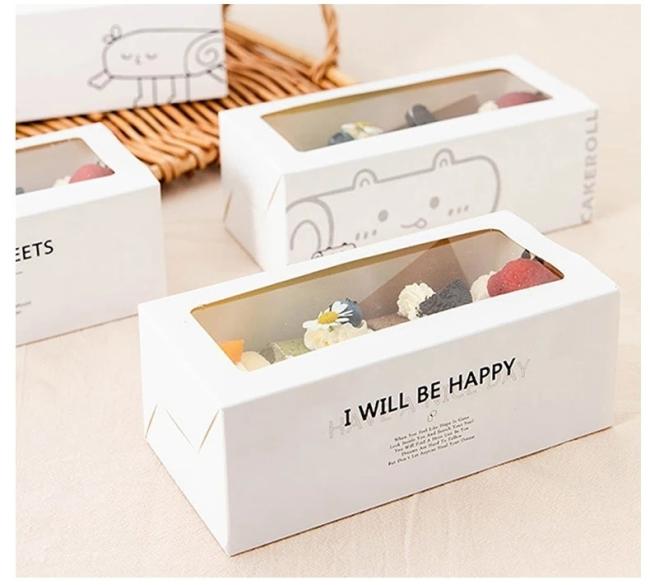 Paper Cupcake Box with Display Window and Plugin Customizable Size Bread Cake Box