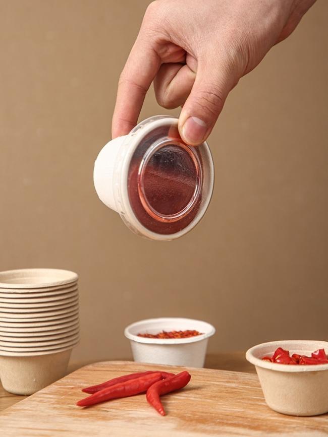 Degradable1 oz Sugarcane Pulp and Straw Pulp Sauce Cup Eco Friendly Sauce Container