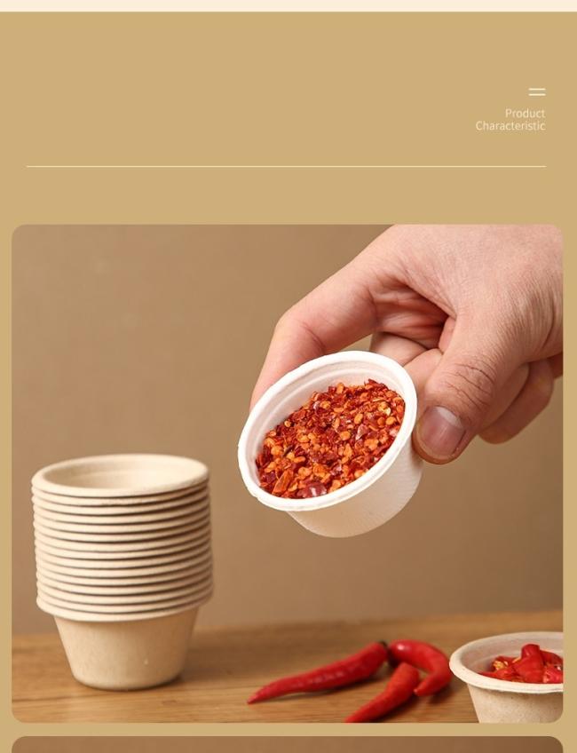 Degradable Disposable 2 Oz Sugarcane Pulp Sauce Cup Eco Friendly Sauce Container