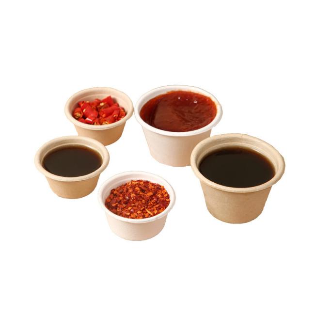 Degradable Disposable 2 Oz Sugarcane Pulp Sauce Cup Eco Friendly Sauce Container