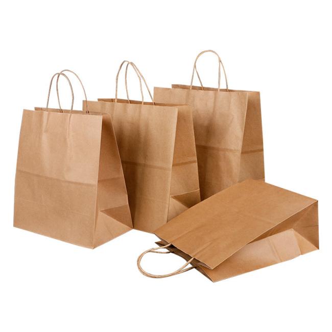 Kraft Recycled Custom Made Shopping Carrier Kraft Paper Bag with Bag
