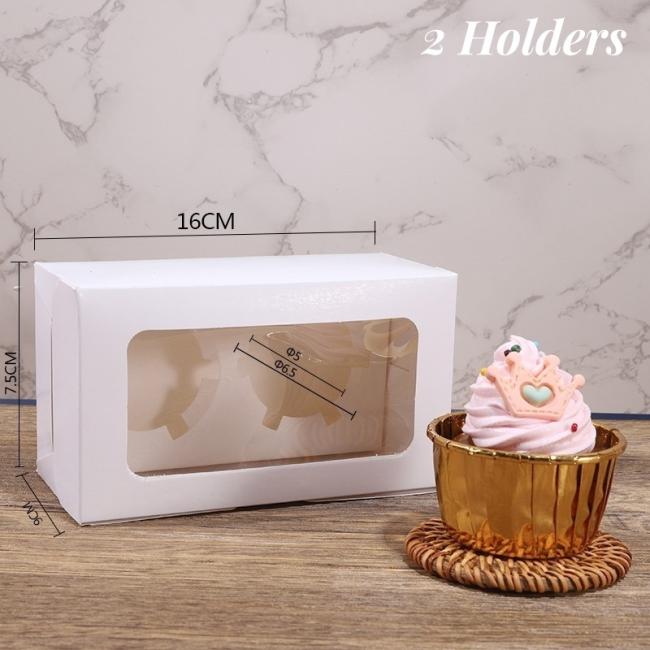 Regular Supply 4 Holes Cupcake Boxes 300GSM-400GSM White Craft Paper Cupcake Boxes/ Take Away Container with Lining