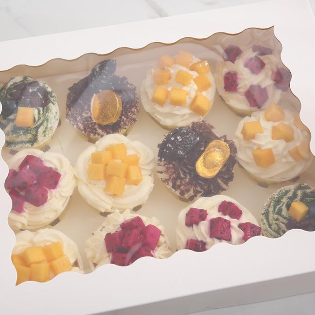High Quality Regular Supply 2 Holders Transparent Cupcake Box Kraft Paper Cupcake Boxes/ Take Away Container with Lining