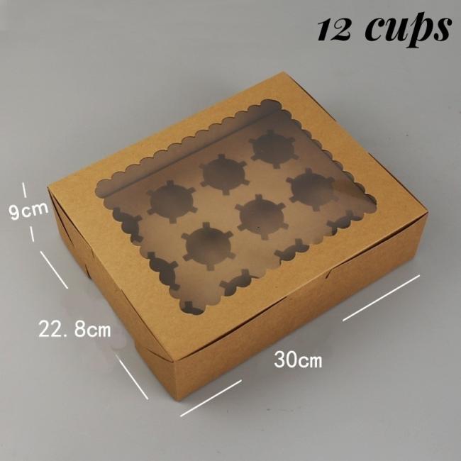 Customized Cake Box, Regular Cupcake with Transparent Pet Cover, White Paper Cake Box
