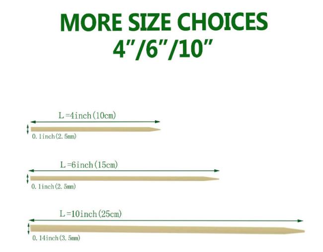 BBQ Accessories Flat Bamboo Meat Skewers Sticks Bamboo Skewers 30cm 35 Cm