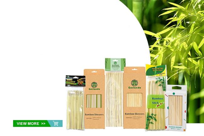 BBQ Accessories Flat Bamboo Meat Skewers Sticks Bamboo Skewers 30cm 35 Cm