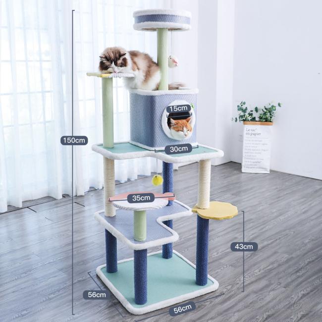New Design Custom Size Cat Tree 1/2/3/4 Layers Cat Climbing Scratcher Cat Tree