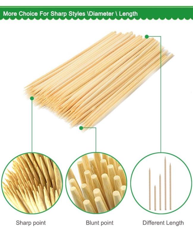 Disposable Round Bamboo Kebab Sticks Skewer on Restaurant Tool Skewer