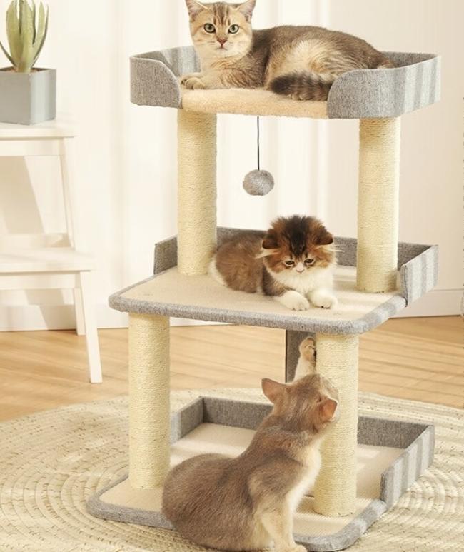Creative Cat Toy Sisal Cat Tree Scratcher Three Layer Cat Scratcher