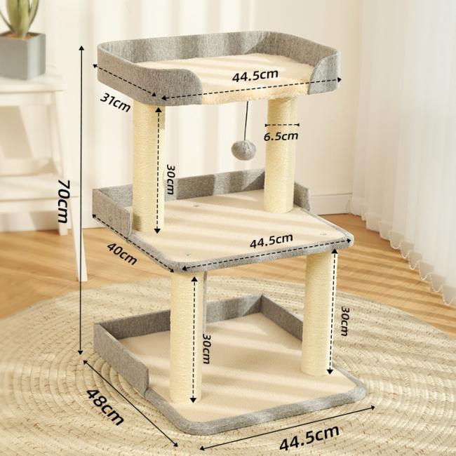 Creative Cat Toy Sisal Cat Tree Scratcher Three Layer Cat Scratcher