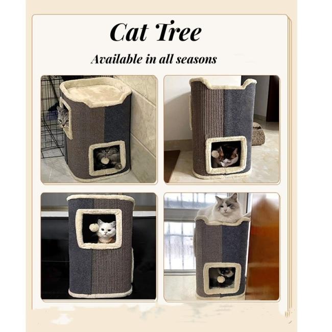 Factory Supply Custom Design Cat Scratch Board with Two Floors Cat Beds Cat House Cat Furniture Cat Tree