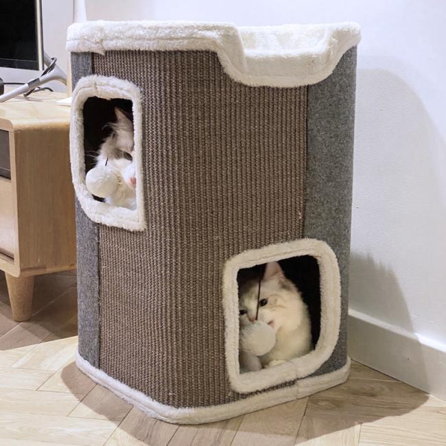 Factory Supply Custom Design Cat Scratch Board with Two Floors Cat Beds Cat House Cat Furniture Cat Tree