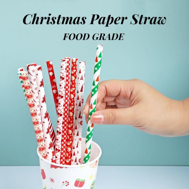 Custom Mixed Colored Christmas Paper Straw for Christmas Party