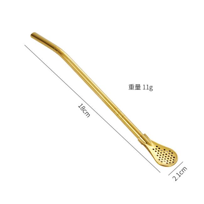 Detachable Straw 304 Stainless Steel Straw Spoon Mate Tea Filter Straws
