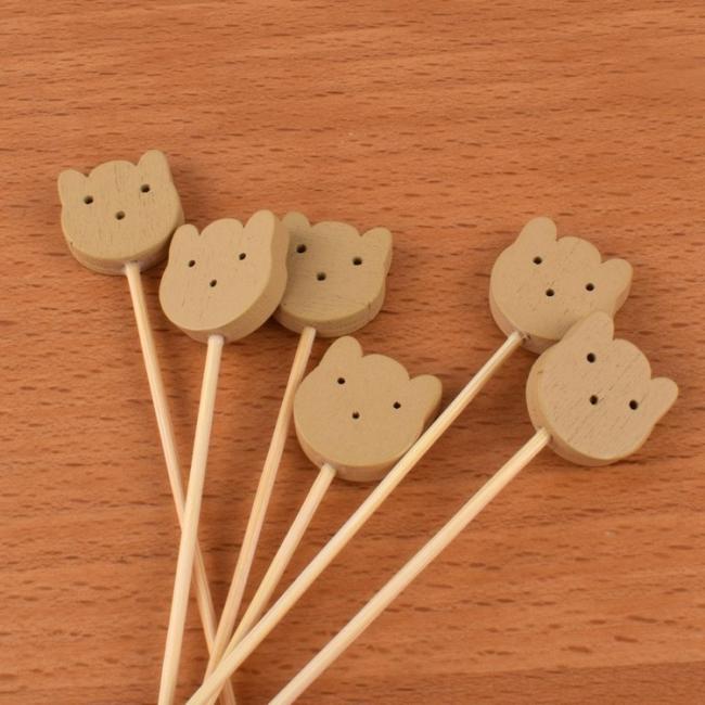 100 PCS/Pack Wooden Cat Fork Bamboo Skewers Cute Disposable Fruit Skewers Fashionable Decorative Snack Manufacturers Wholesale